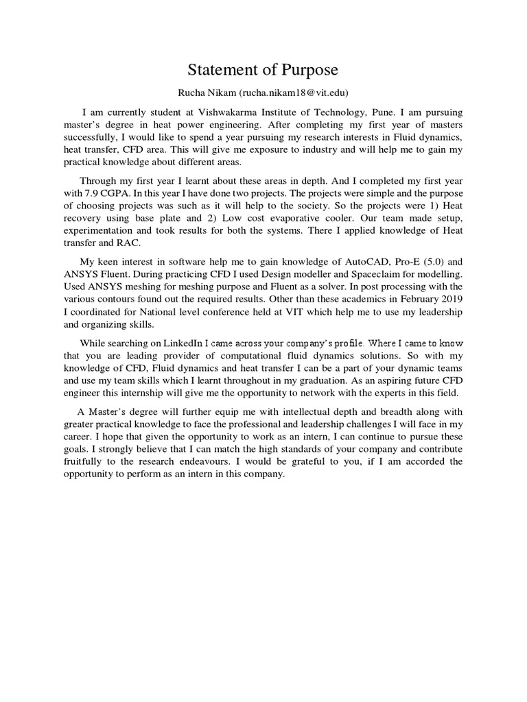 Statement of Purpose | PDF | Computing And Information Technology