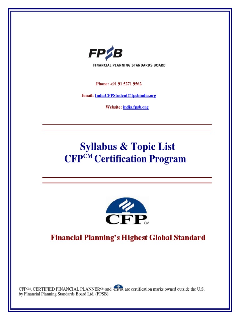 Syllabus Ver07 CFP Certification Program UpdatedFPSB 190718 | PDF ...