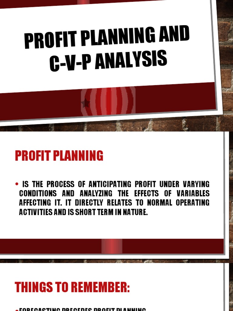 Profit Planning CVP Analysis and Short Term Budgeting | Download Free ...