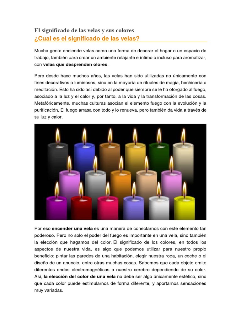 Colores de Las Velas y Su Significado | PDF | Color | Mente