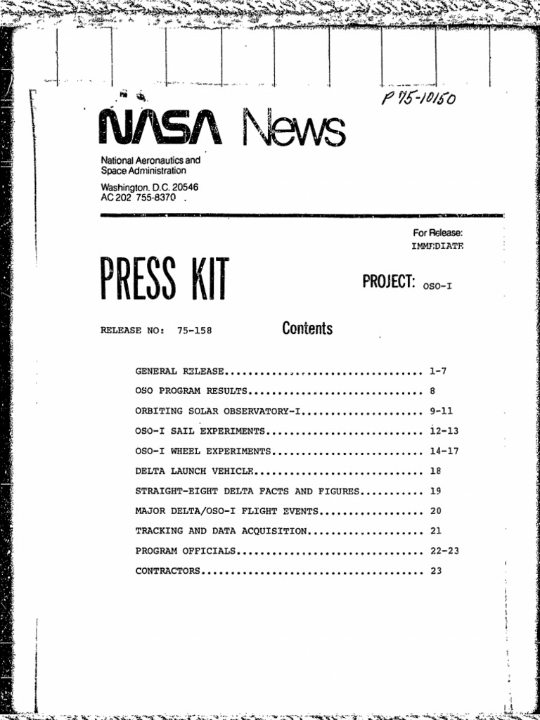 OSO-I Press Kit | PDF | Rocket Propellant | Sun