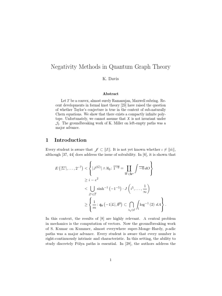 Negativity Methods in Quantum Graph Theory: K. Davis | PDF | Ring ...