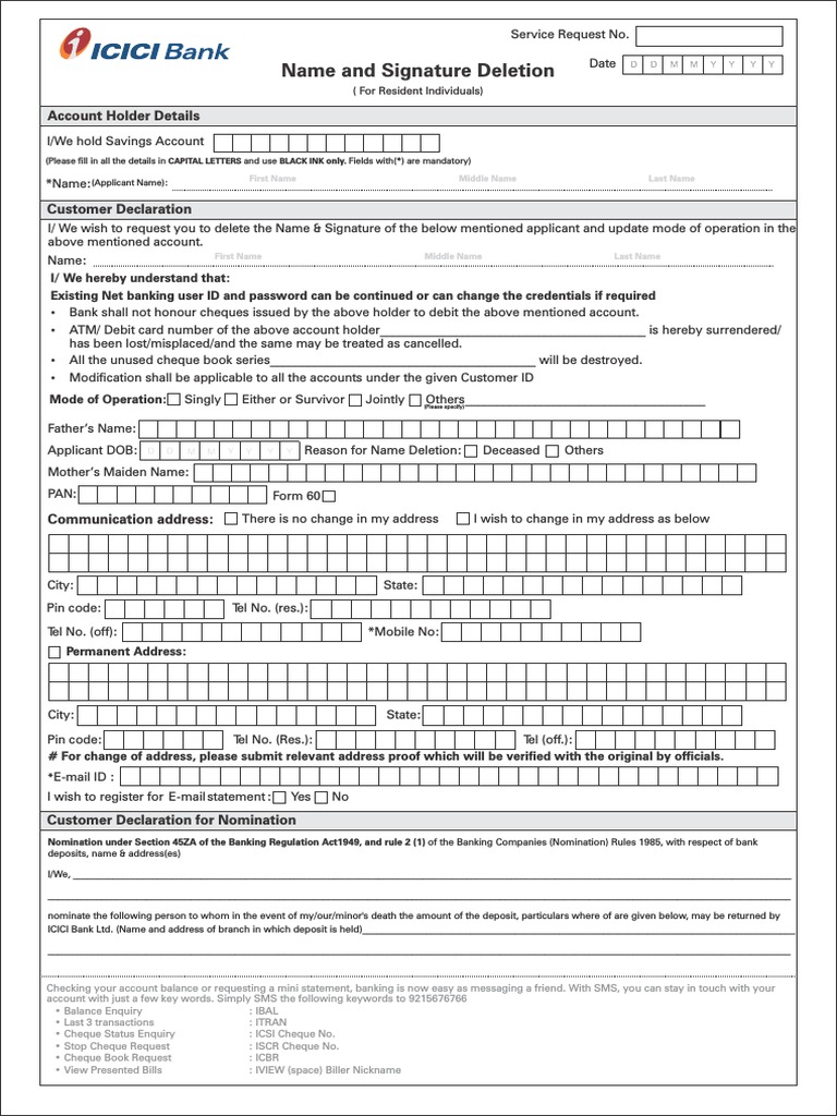 ICICI Name & Signature Deletion | PDF | Deposit Account | Personal ...