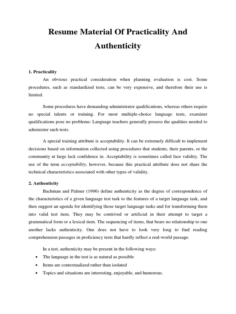 Enhancing Test Authenticity and Practicality | PDF | Standardized Tests ...