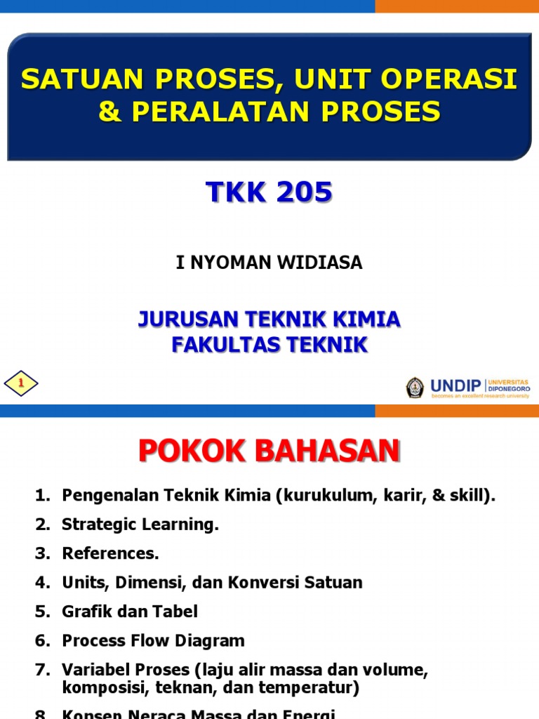 Satuan Proses, Unit Operasi & Peralatan Proses | PDF