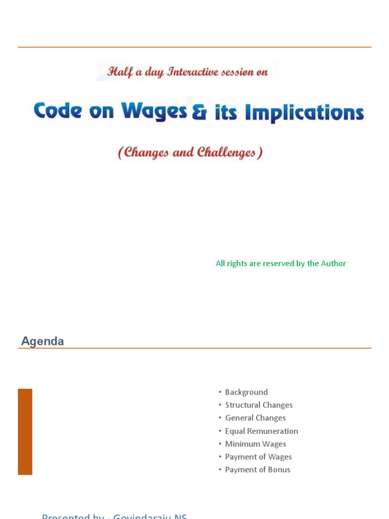Code On Wages 2019 | PDF | Wage | Employment