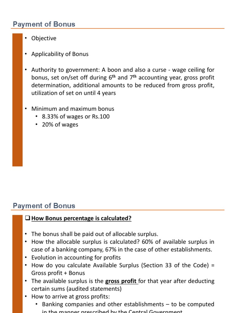 Payment of Bonus | PDF