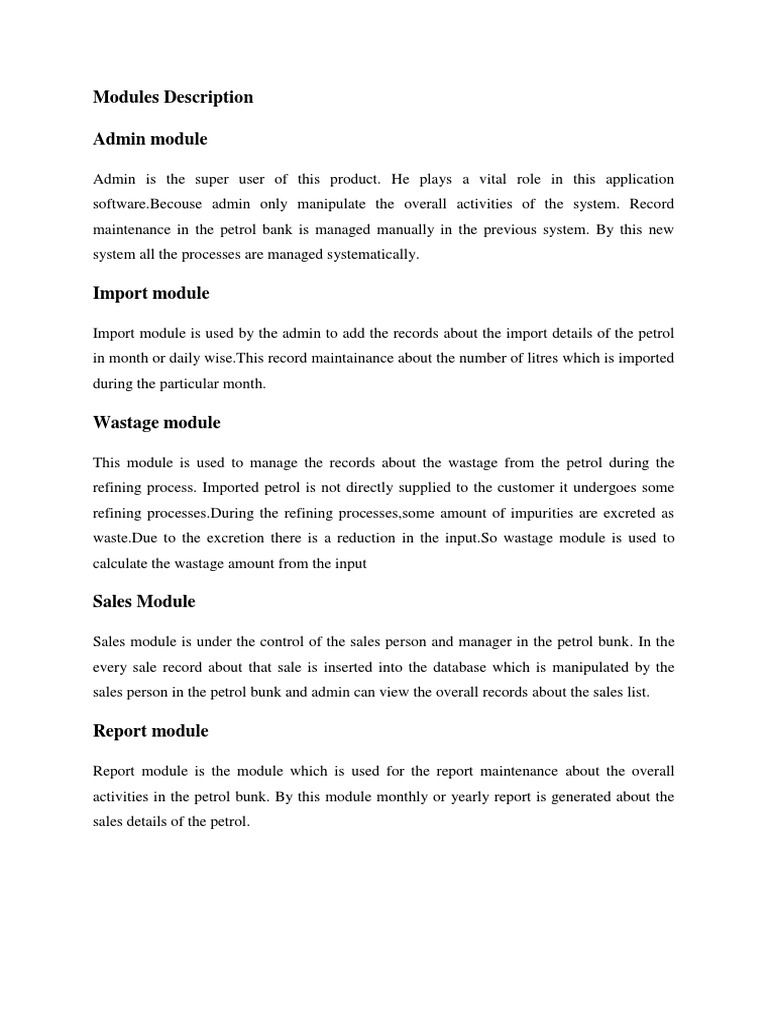 Modules Description Admin Module | PDF
