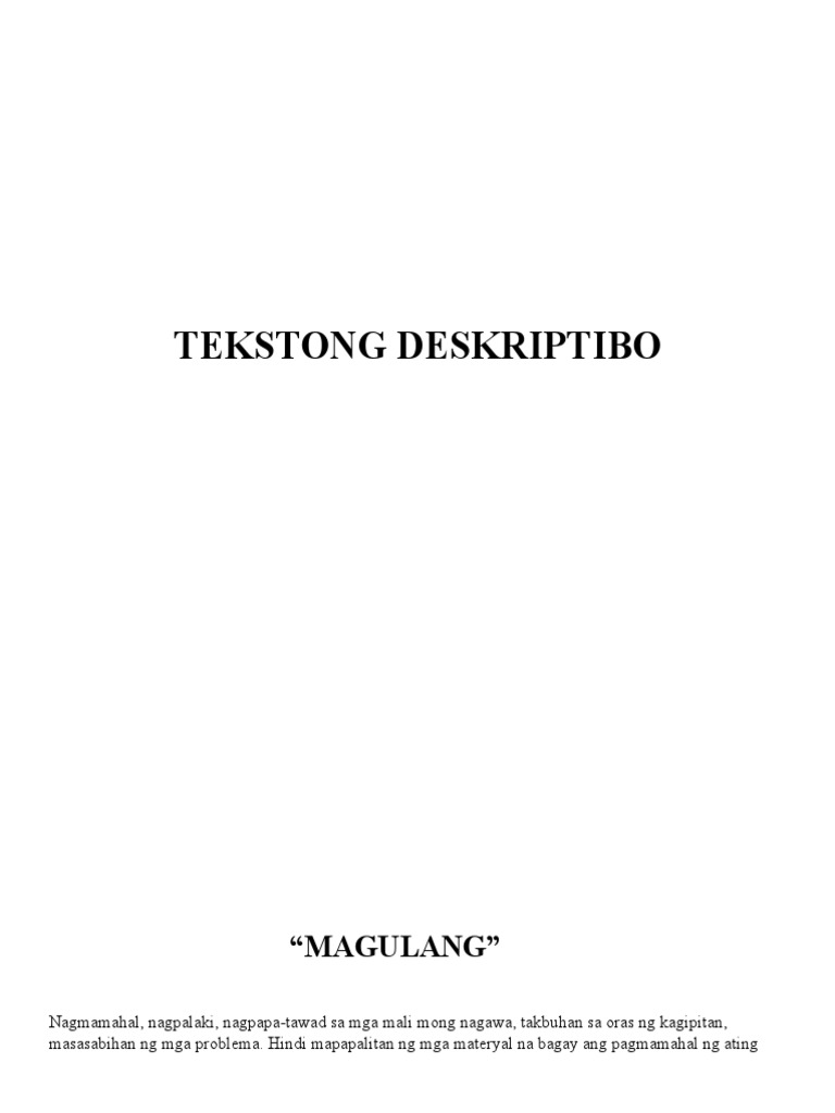 Tekstong Deskriptibo | PDF
