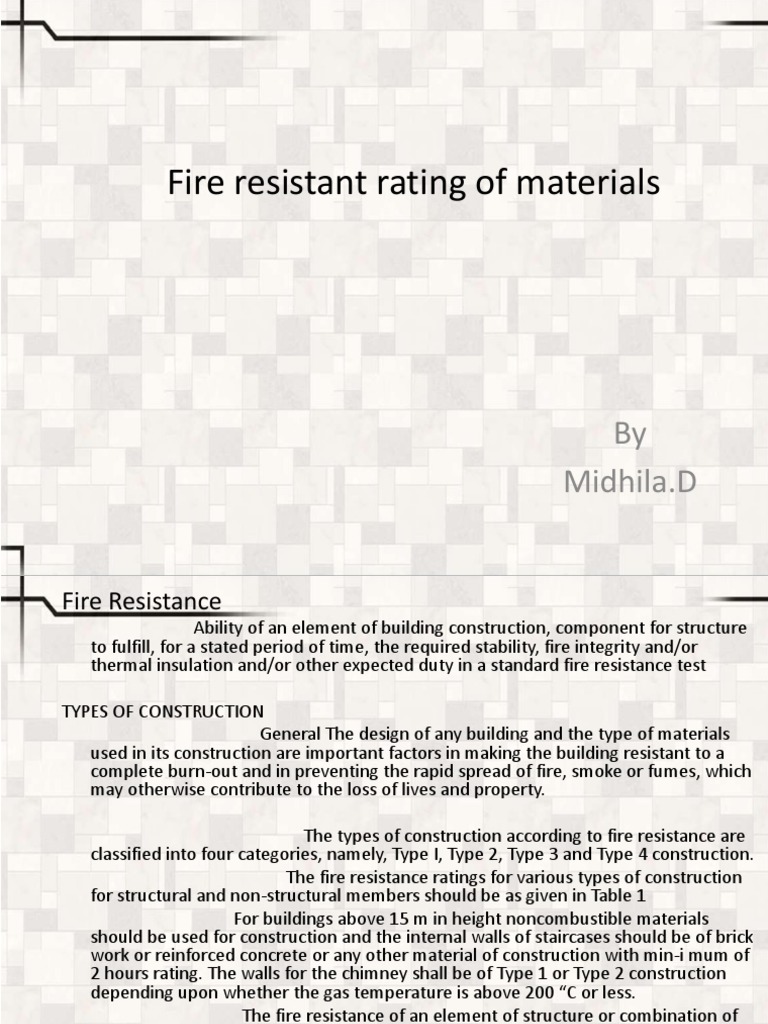 Fire Resistant Rating of Materials | PDF | Wall | Building