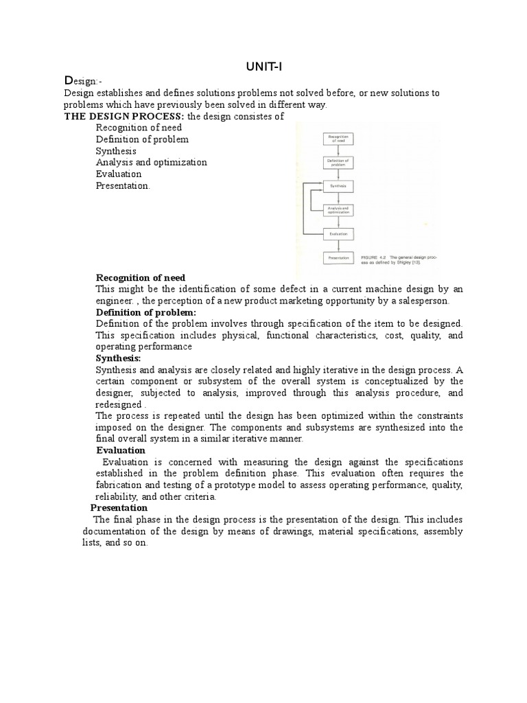 Unit-I D: THE DESIGN PROCESS: The Design Consistes of | PDF | Design ...