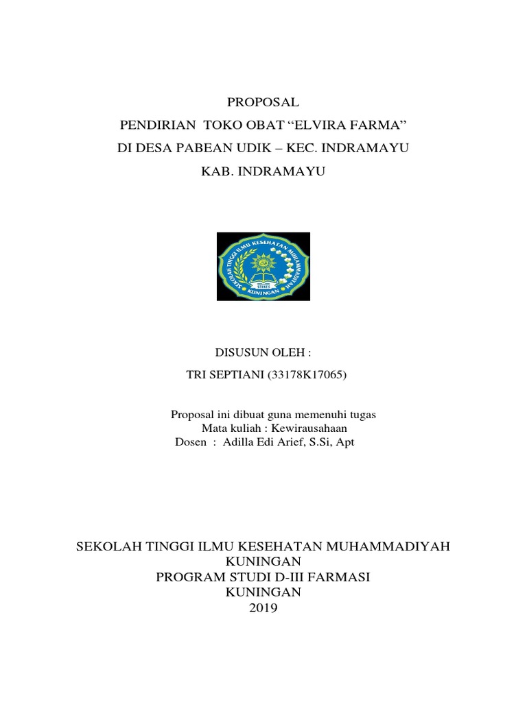 Proposal Pendirian Toko Obat Elvira Farma | PDF