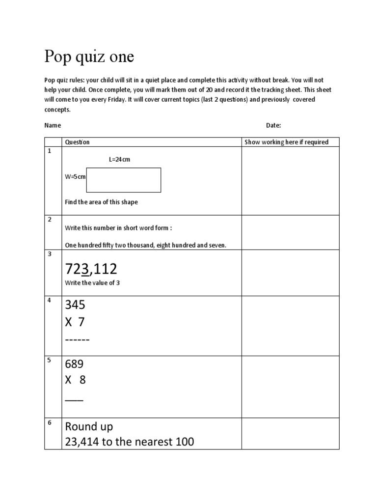 Pop Quiz One | PDF | Stuffed Toys | Toy Collecting