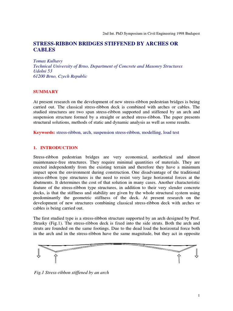 Stress-Ribbon Bridges Stiffened by Arches or Cables | PDF | Bridge ...