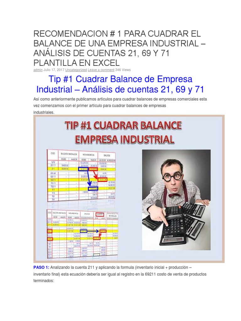 Recomendacion para Cuadrar Un Balance | PDF | Inventario | Contabilidad