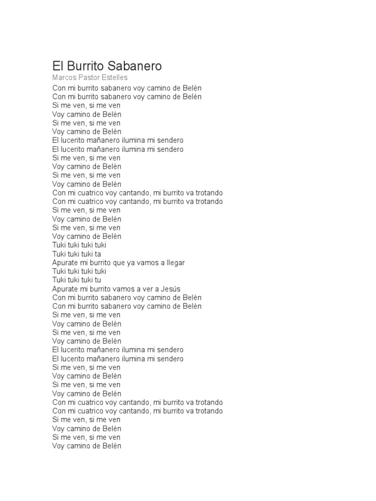 Letra de "El Burrito Sabanero" | PDF | Cocina, comidas y vino | Salud y ...