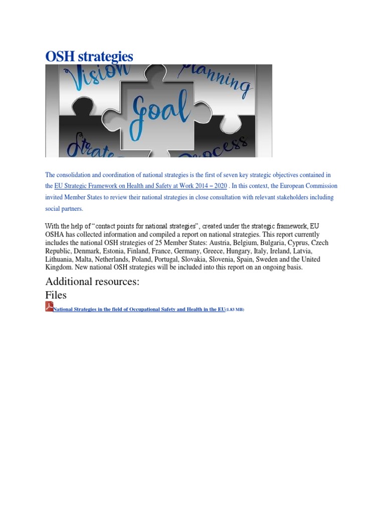 OSH Strategies: Additional Resources: Files | PDF