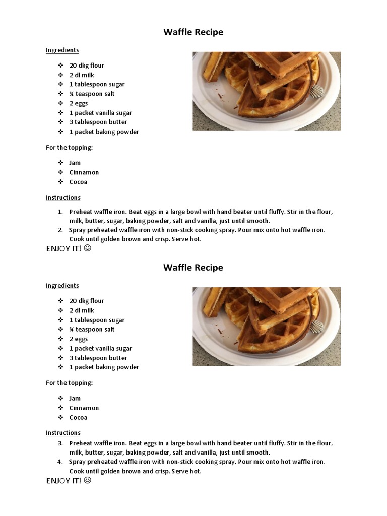 Waffle Recipe: Enjoy It! | PDF | Waffle | Sausage