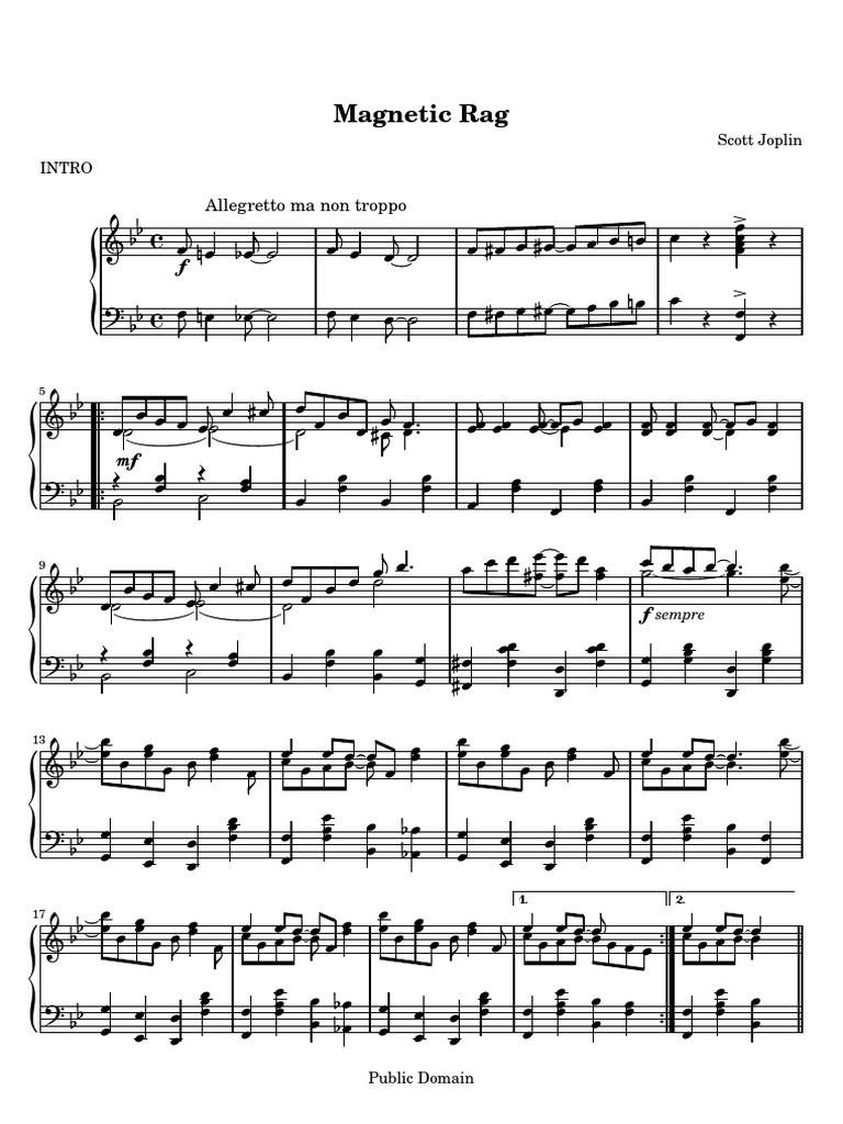 Scott Joplin - Magnetic Rag PDF | PDF | Ragtime | Performing Arts