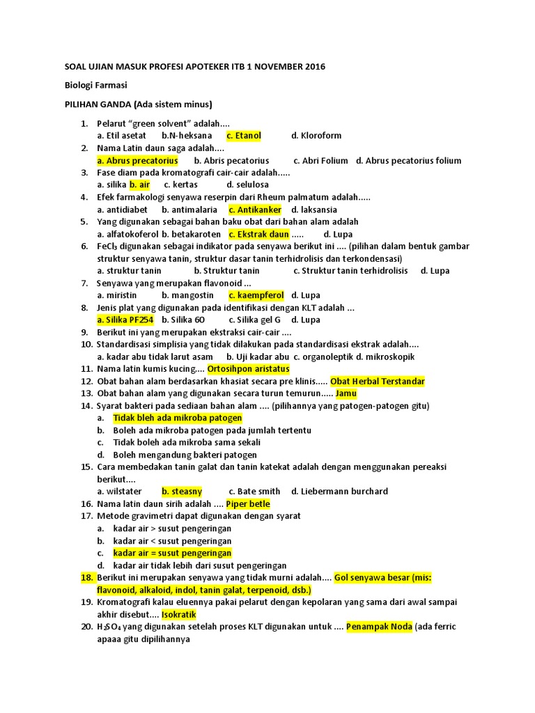 SOAL ITB 1 November 2016 | PDF
