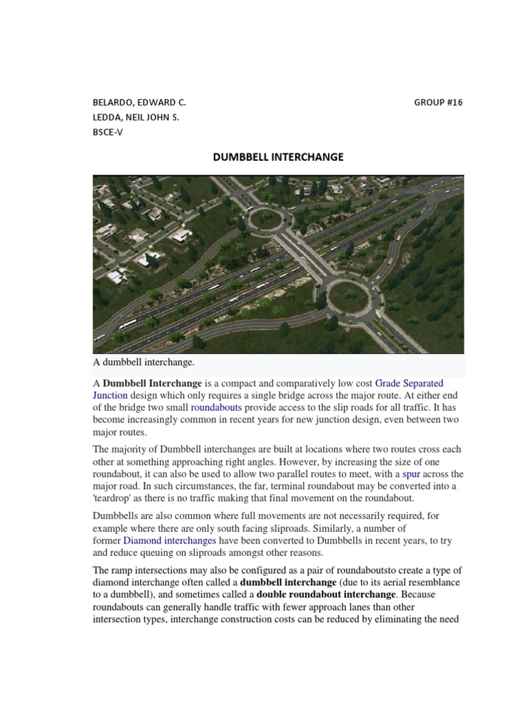 Dumbbell Interchange Overview | PDF | Interchange (Road) | Streets And Roads