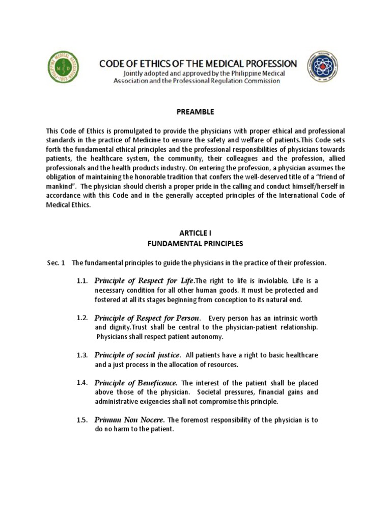 Code of Ethics for Philippine Physicians | PDF | Informed Consent ...