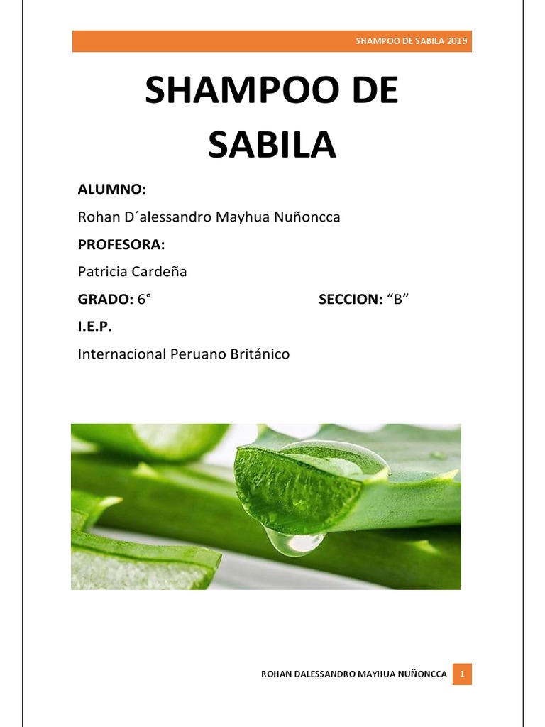 Shampoo de Sabila 2.0 Experimento | PDF | Champú | Naturaleza
