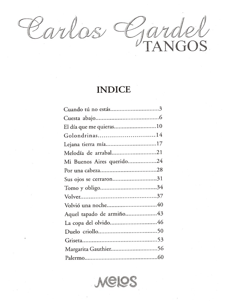 Tangos de Carlos Gardel Songbook PDF | PDF