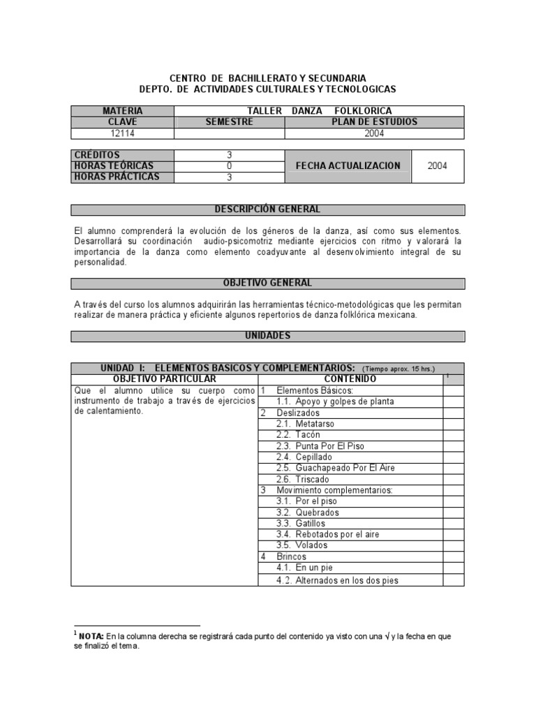 Taller Danza Folklorica Pdf Pdf Bailes Modificación De Comportamiento