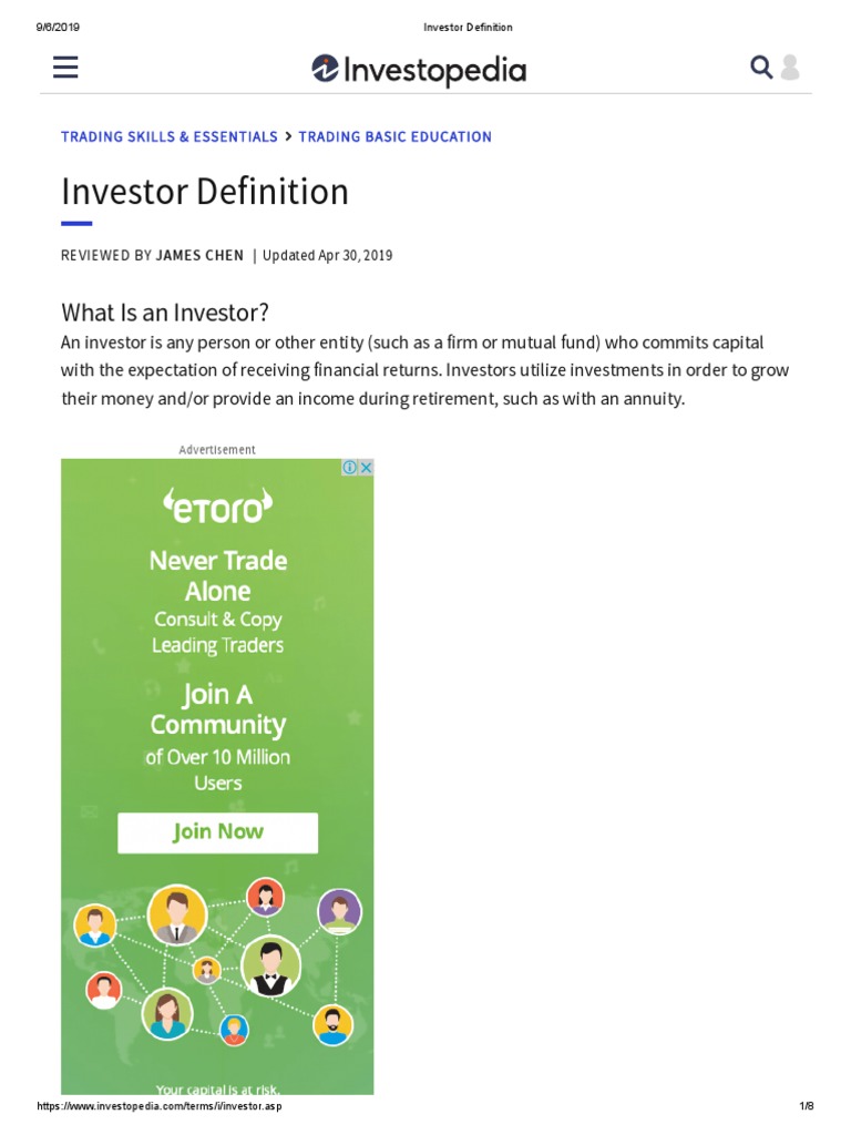 Investor Definition: What Is An Investor? | PDF | Investor | Investment ...
