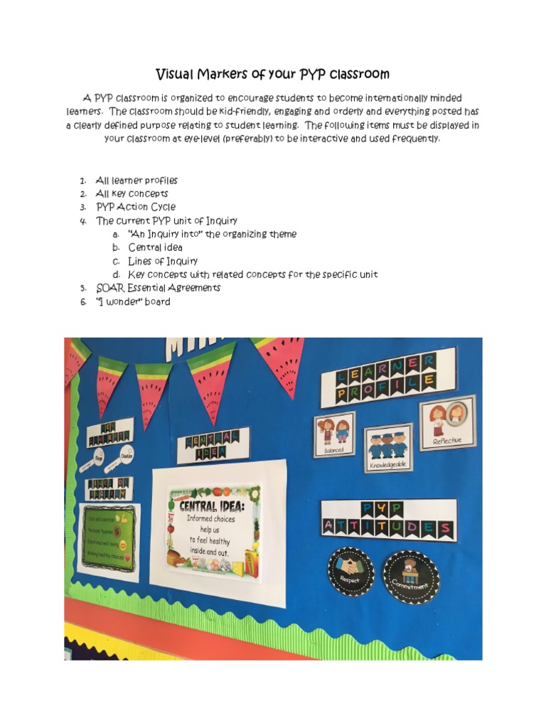 Visual Markers of Your Pyp Classroom | PDF