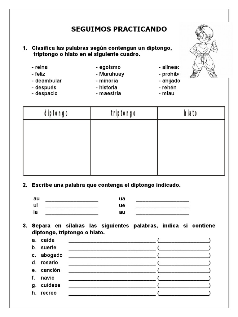 Clasificación de Diptongos y Hiatos | PDF