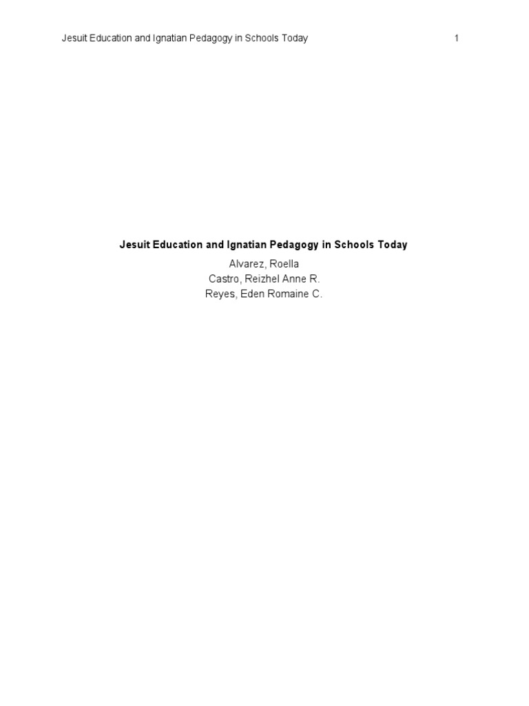 Jesuit Education and Ignatian Pedagogy in Schools Today | PDF ...
