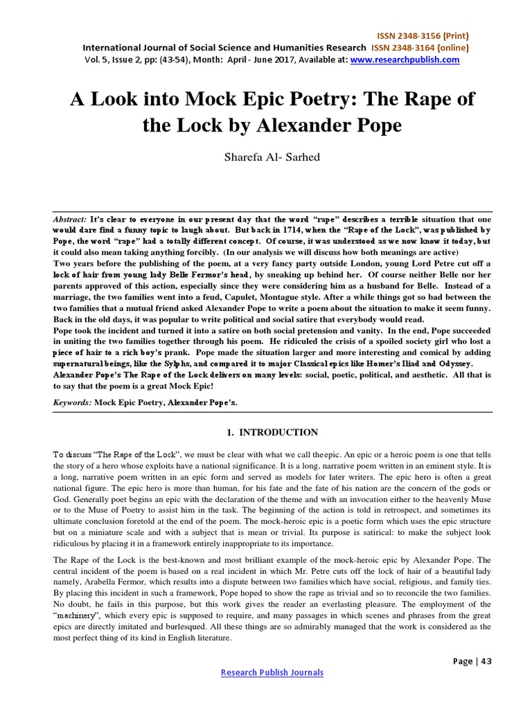 A Look Into Mock Epic Poetry-4468 PDF | PDF | Alexander Pope | Poetry