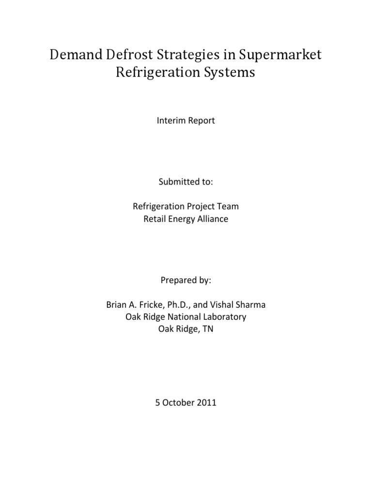 Demand Defrost Strategies in Supermarket Refrigeration Systems | PDF ...