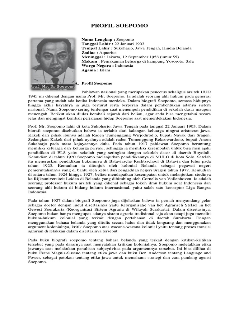 Profil Soepomo | PDF | Politik