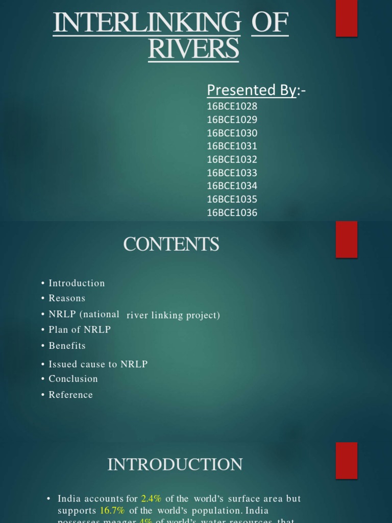 Interlinking of Rivers: Presented By | PDF | Water And The Environment ...