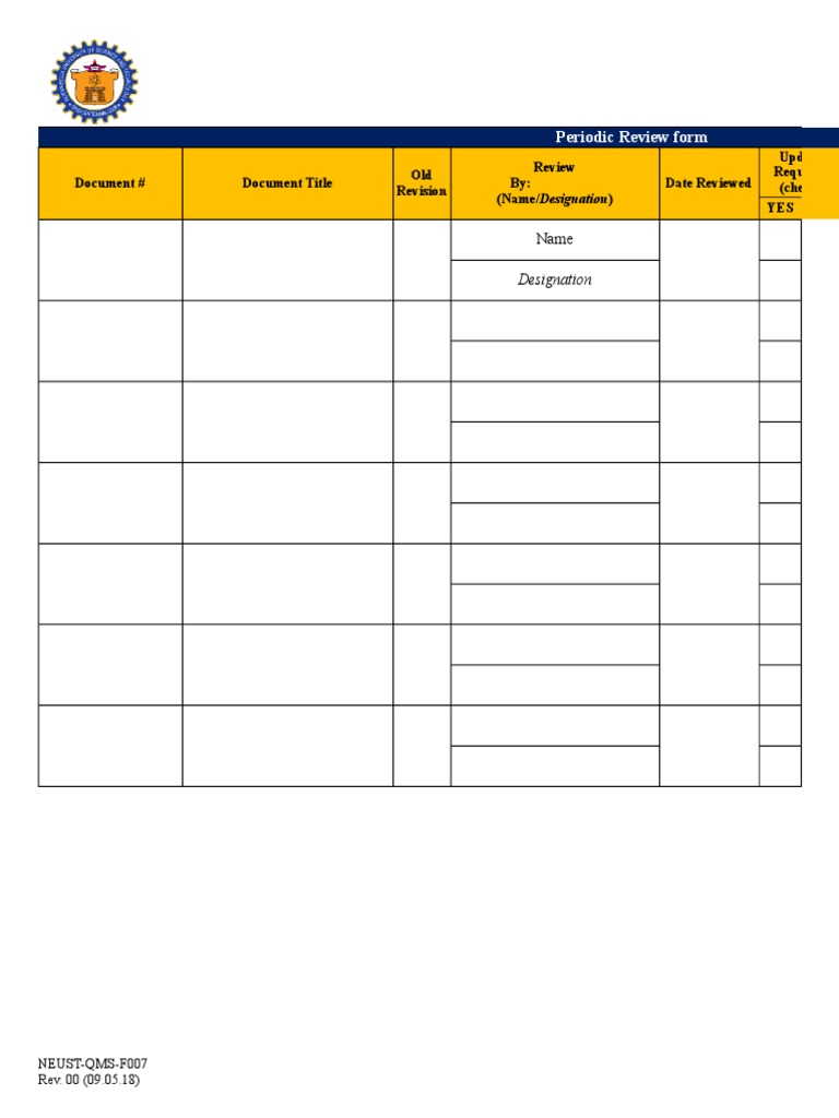 Document # Document Title Date Reviewed YES Old Revision Review By ...