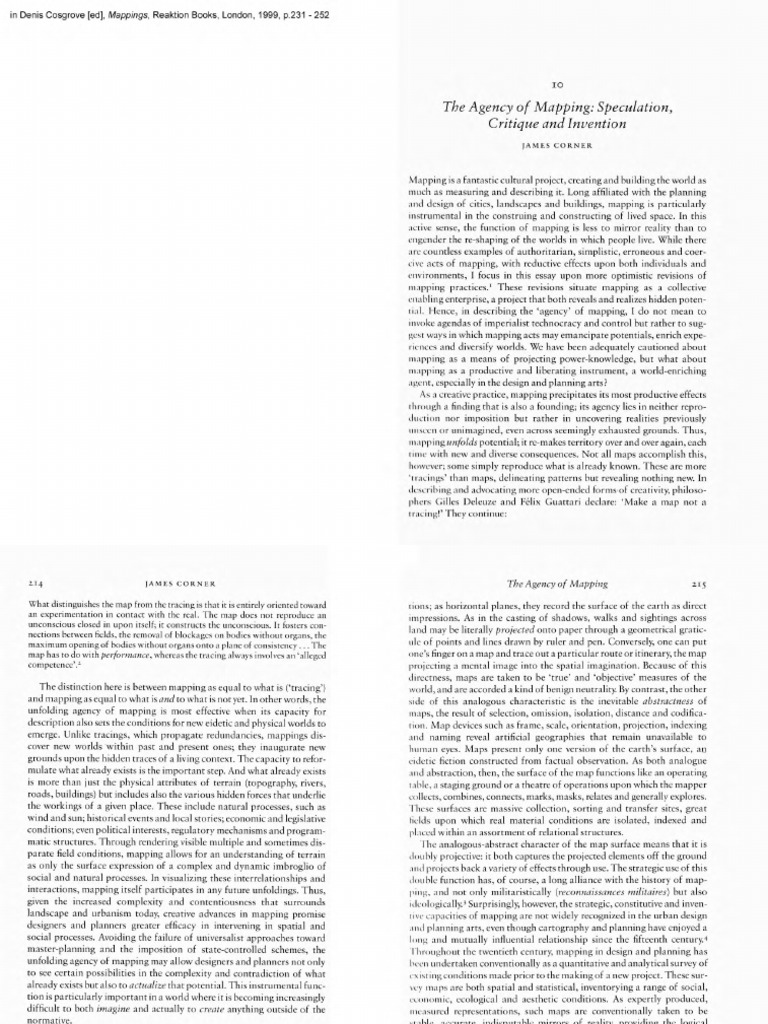 Corner James Mapping - The Agency of Mapping PDF | PDF