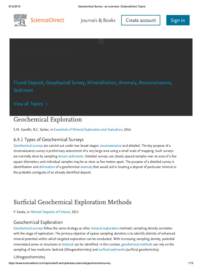 Geochemical Survey - An Overview - ScienceDirect Topics | PDF