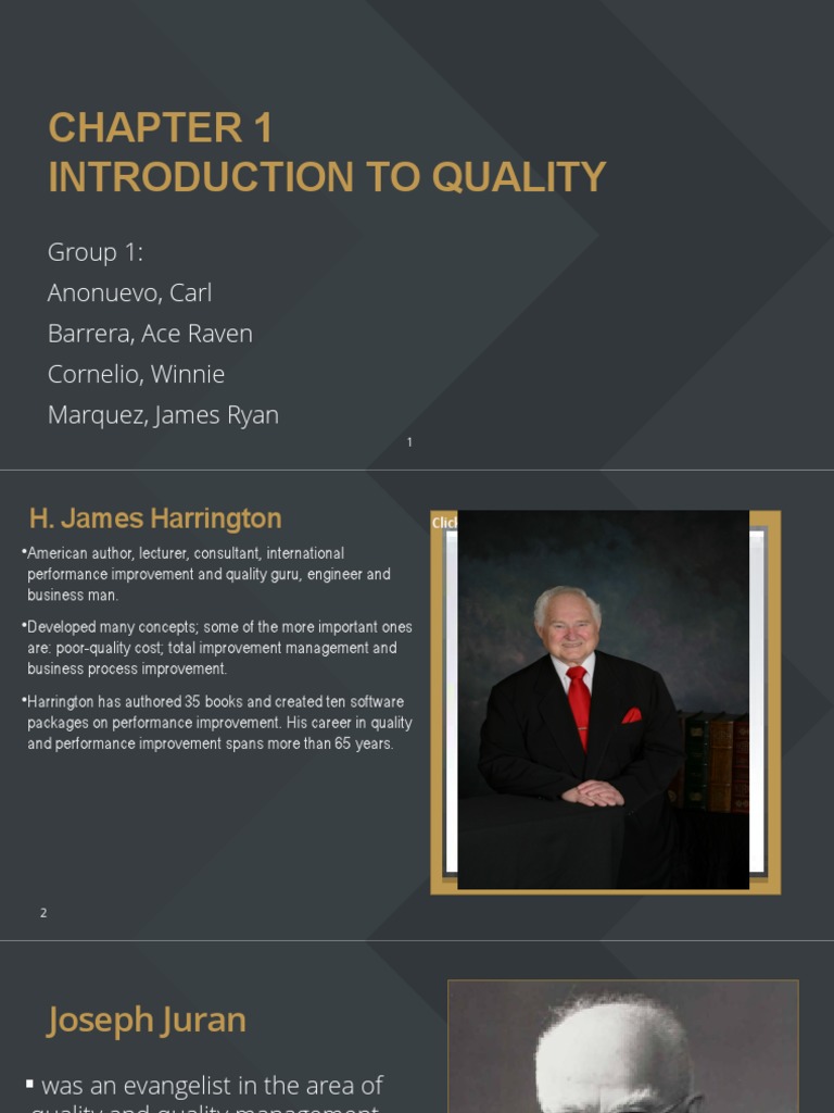 Introduction To Quality: Group 1: Anonuevo, Carl Barrera, Ace Raven ...