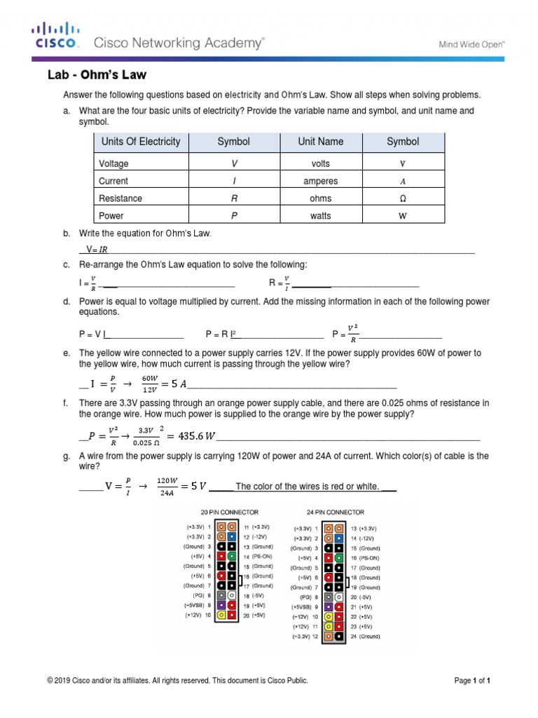 1.1.1.4 Lab - Ohms Law | PDF | Volt | Electricity