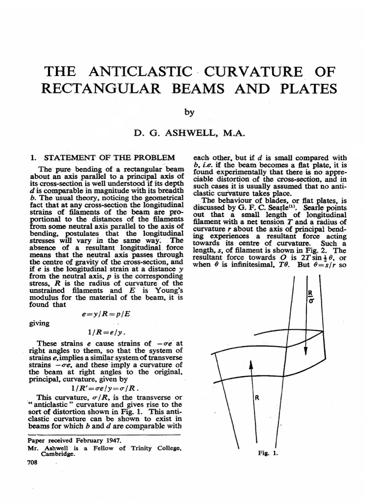 The Anticlastic Curvature of Rectangular Beams and Plates - Ashwell1950 ...