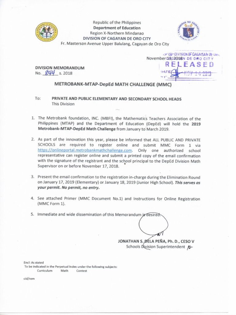 DM844s.2018 Metrobank MTAP DepEd Math Challenge MMC | PDF