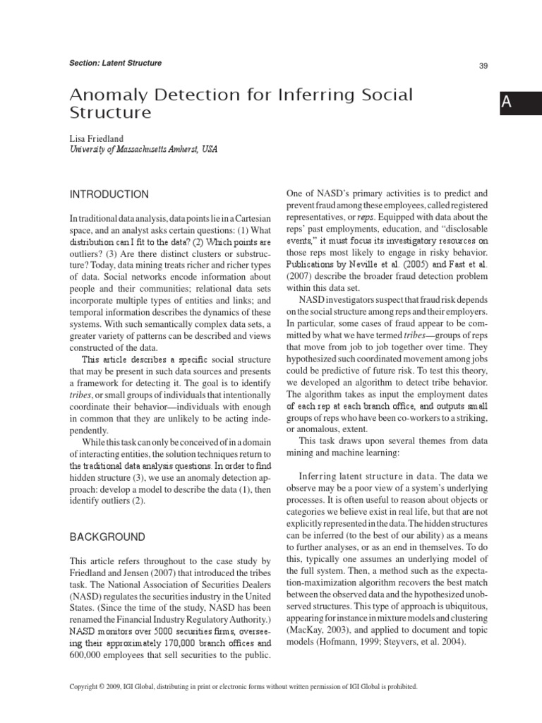 Anomaly Detection For Inferring Social | PDF | Machine Learning ...