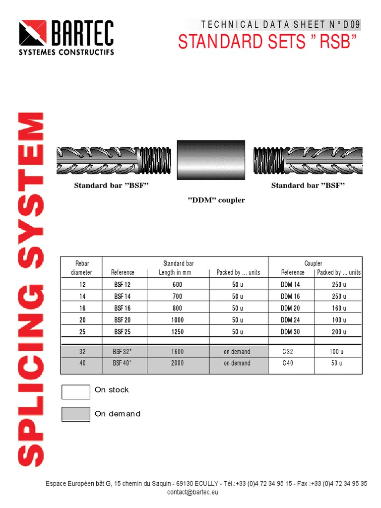 Standard Sets "RSB": Technical Data Sheet N°D | PDF