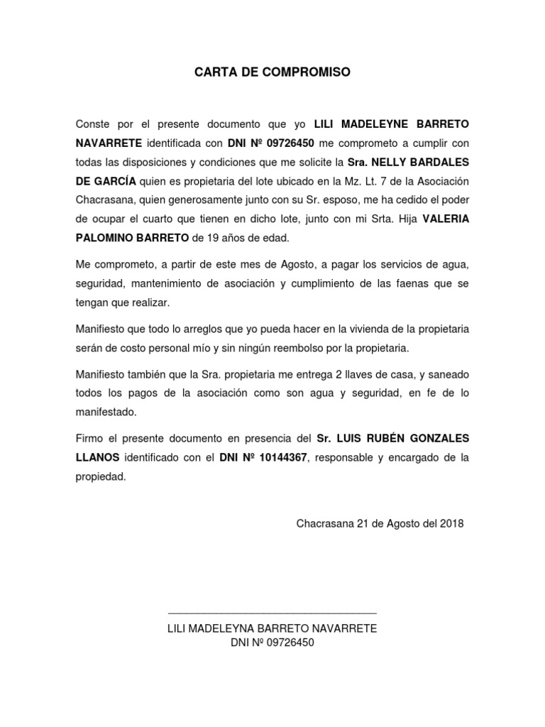Carta de Compromiso | PDF
