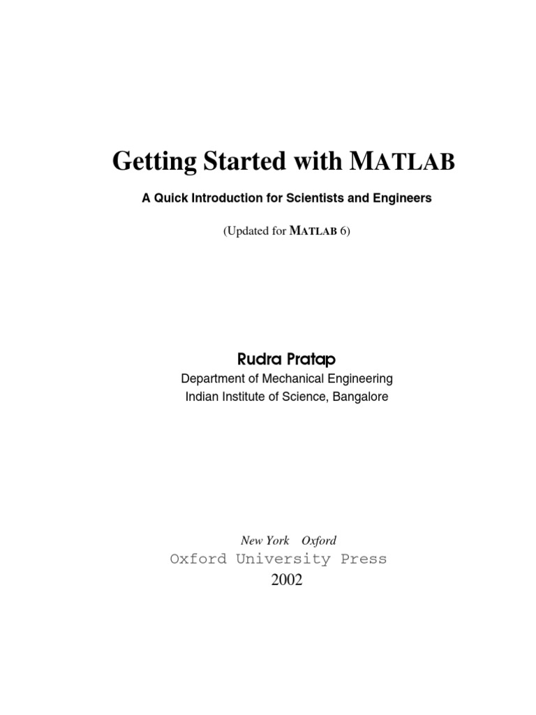 Getting Started With MATLAb (Rudra Pratap) PDF | PDF | Matlab | Matrix (Mathematics)
