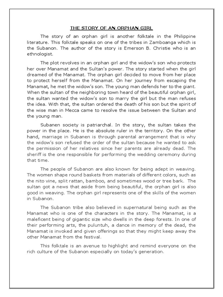 The Story of An Orphan Girl | PDF