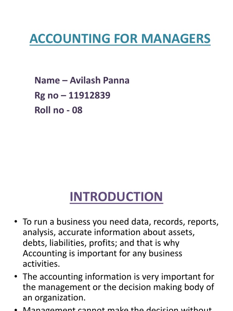 Accounting For Managers | PDF